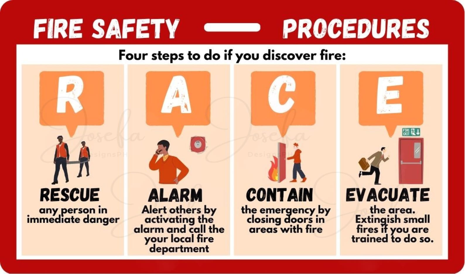 Fire Safety Poster With FREE Printable Race/pass ID Card/badge Design ...
