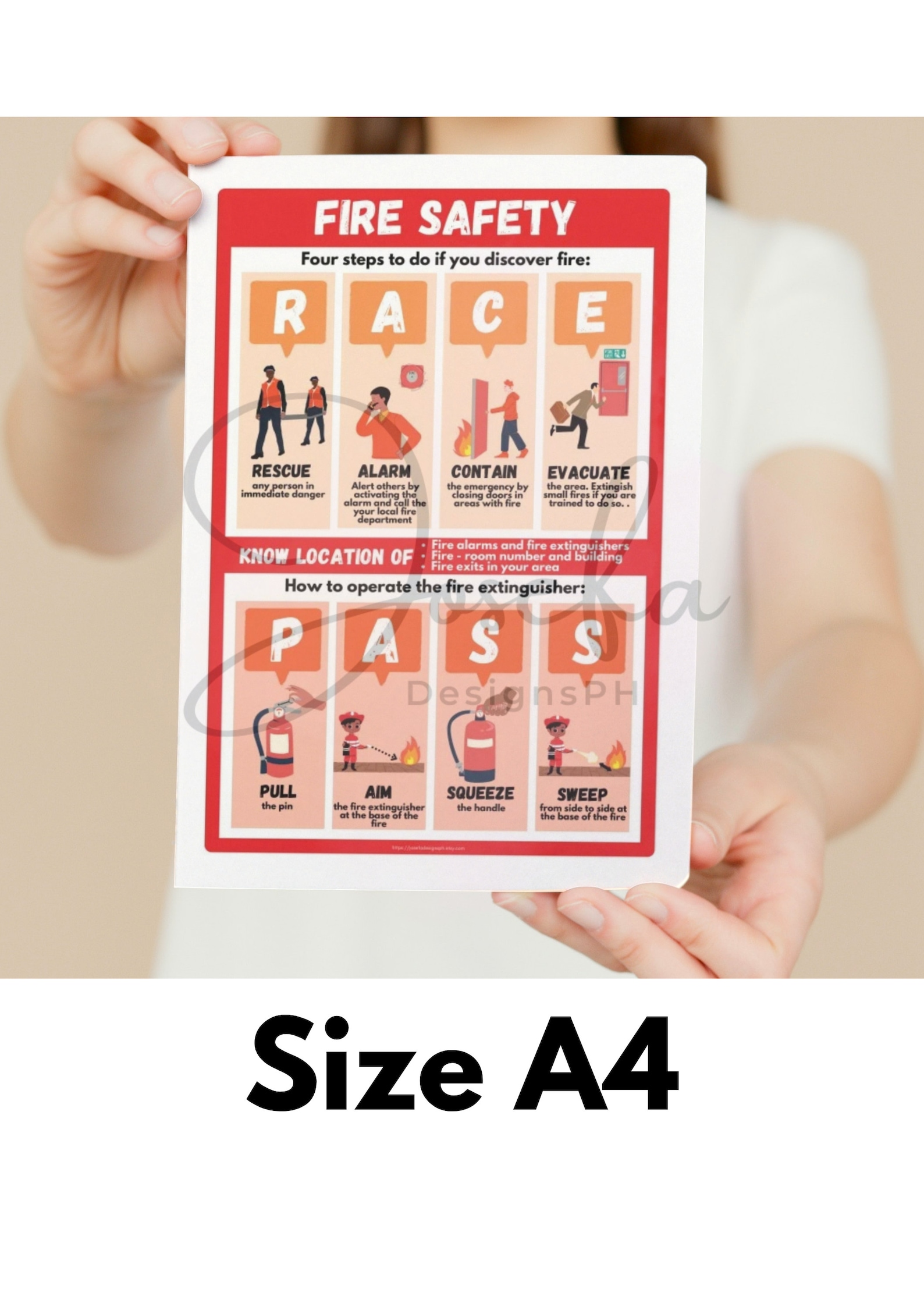 Fire Safety Poster With FREE Printable Race/pass ID Card/badge Design ...