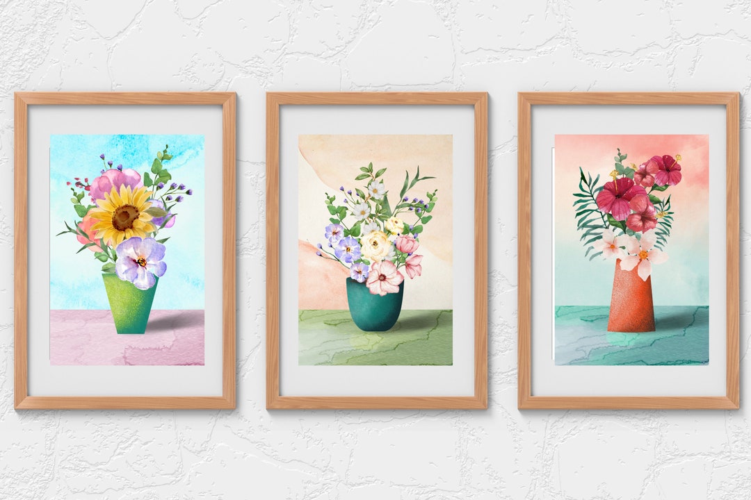 Digital Watercolor Prints Pack - Printable Art Collection - Etsy