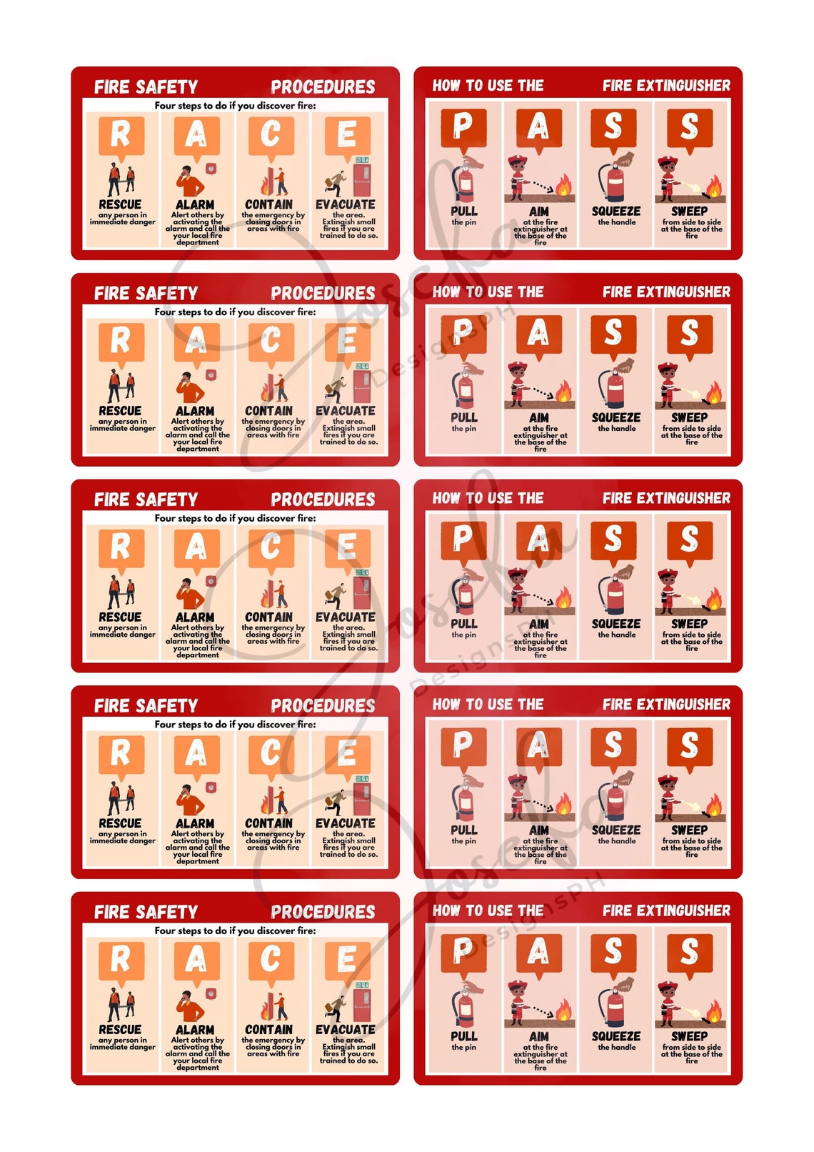 Fire Safety Poster With FREE Printable Race/pass ID Card/badge Design ...