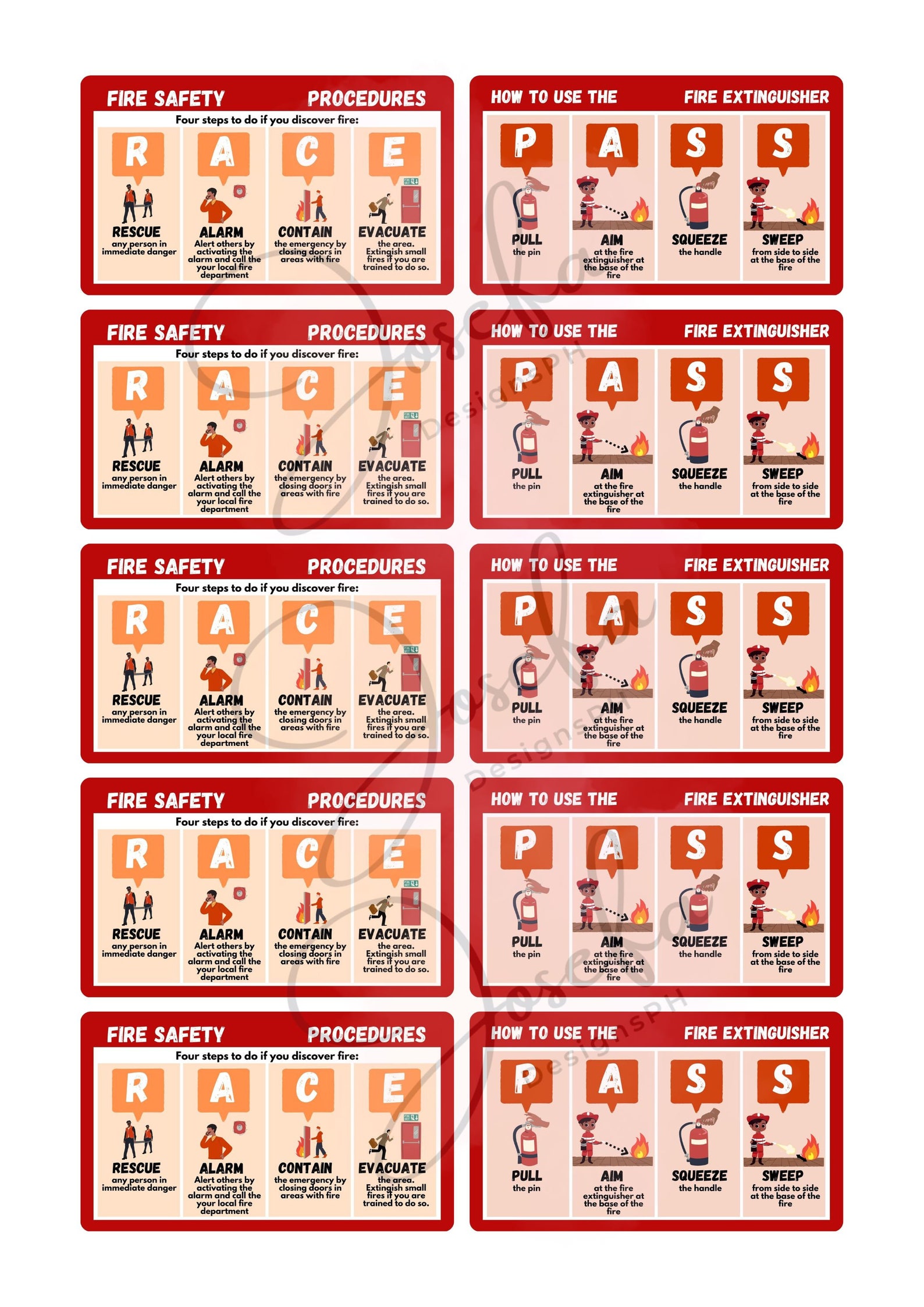 Fire Safety Poster With FREE Printable Race/pass ID Card/badge Design ...