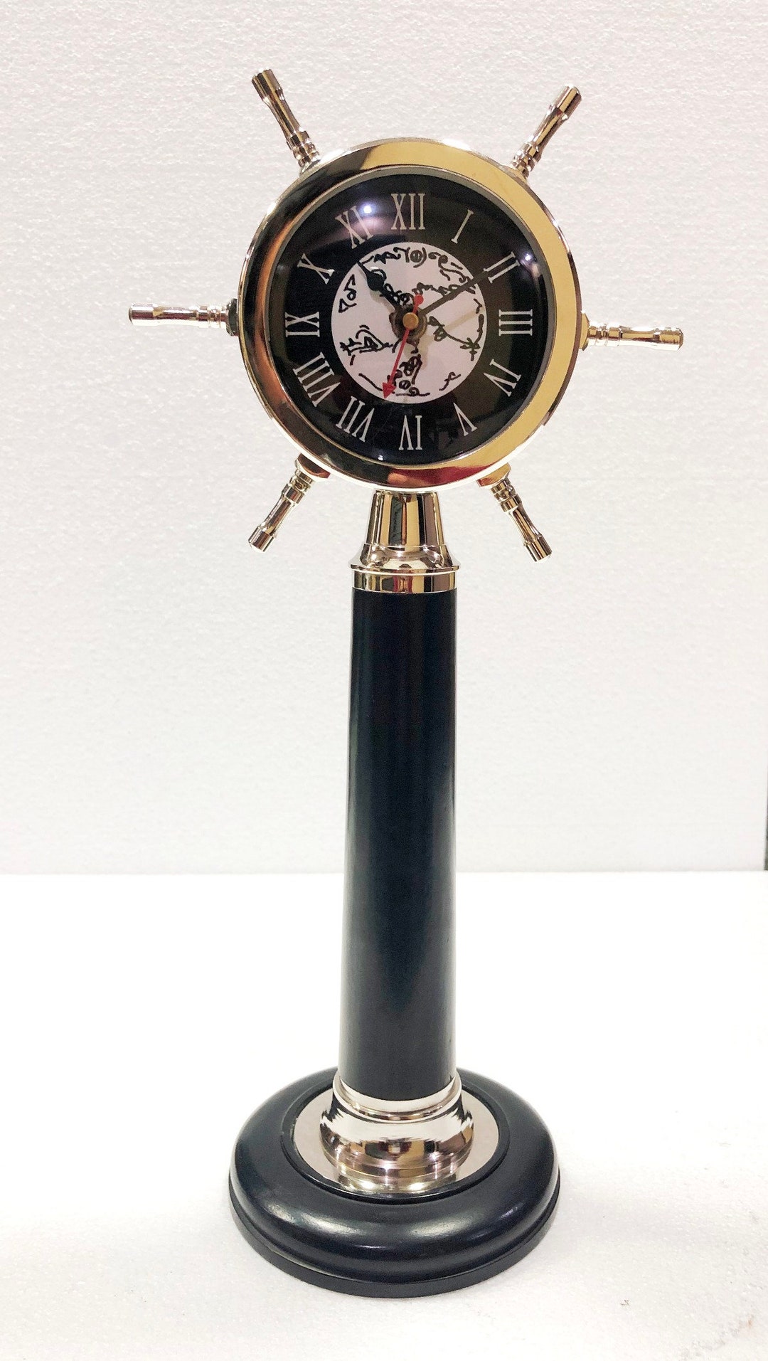 Nautical Silver Ship Wheel Stand Clock Nautical Style Maritime - Etsy