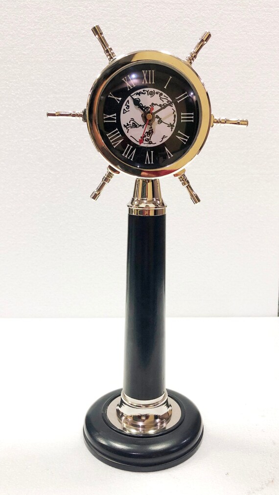 Nautical Silver Ship Wheel Stand Clock Nautical Style Maritime - Etsy