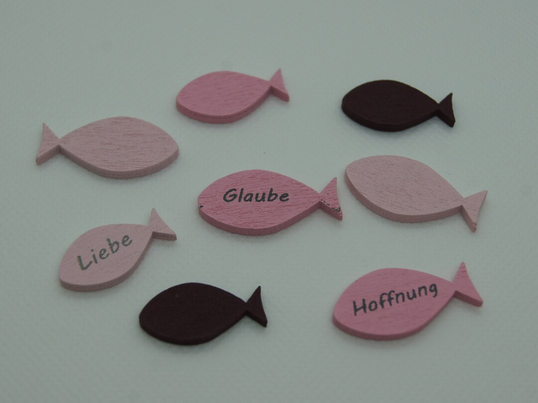 Fisch Streufisch Holzfisch 8 St. Liebe Glaube Hoffnung rosa - Etsy.de