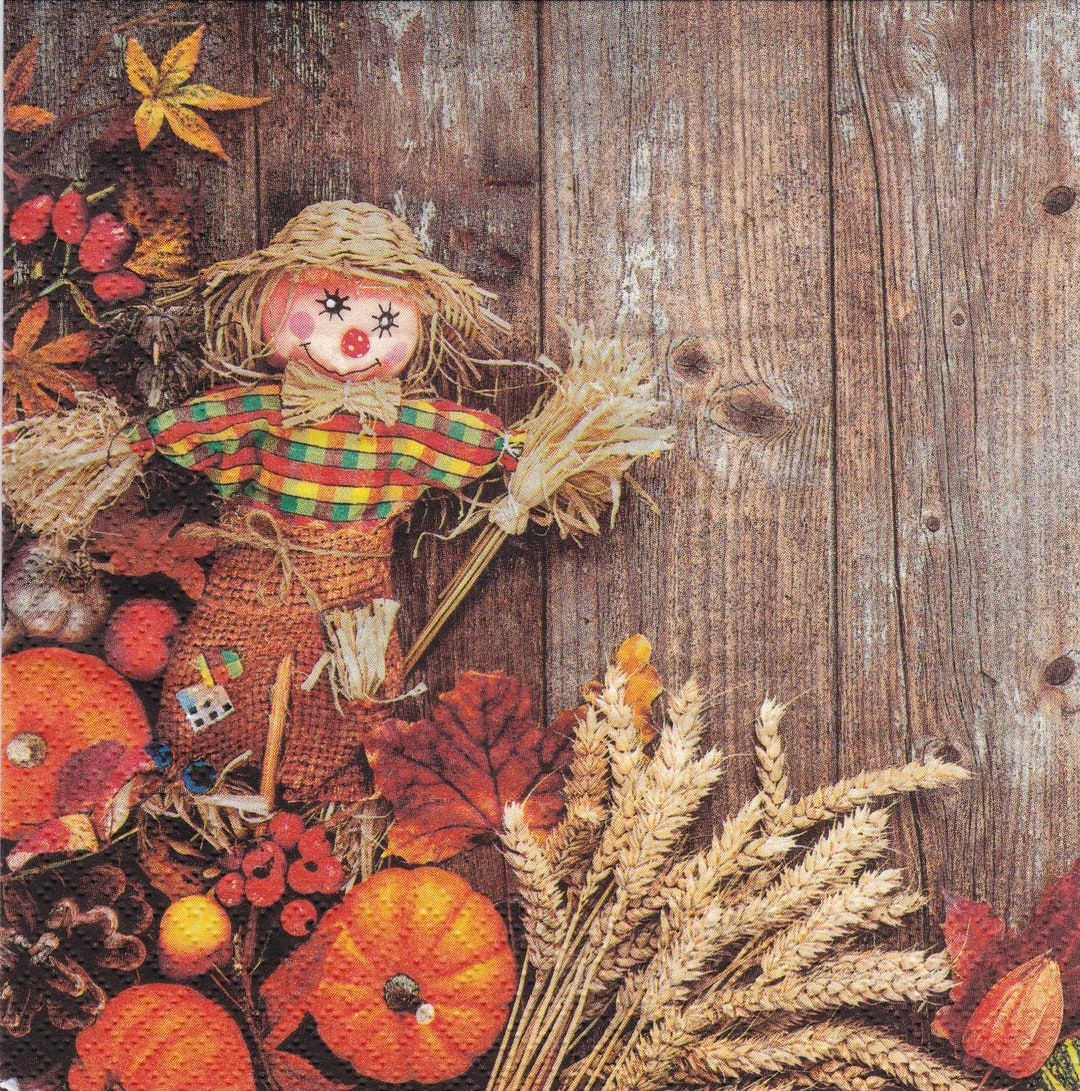 20 Napkins Lunch 33x33 Autumn Ears of Corn Scarecrow - Etsy