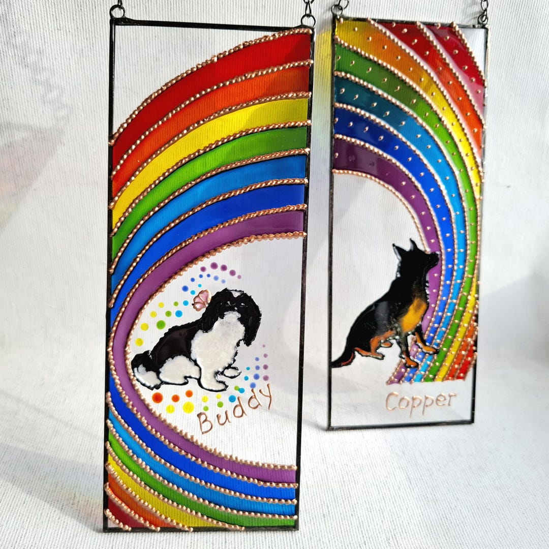 Personalized Rainbow Bridge Pet Memorial Suncatcher: Hand-painted ...