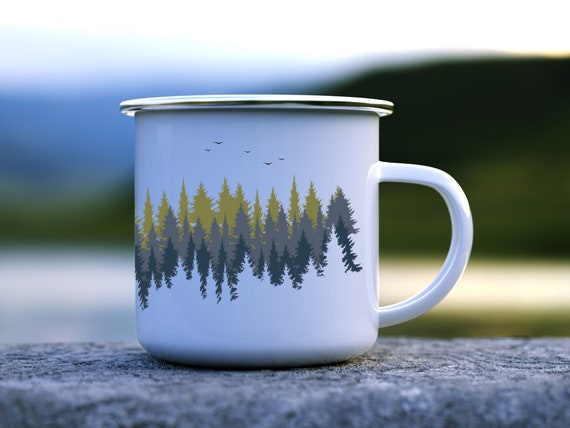 Forest Silhouette Mug // Trees Silhouette // Camping Mug // | Etsy