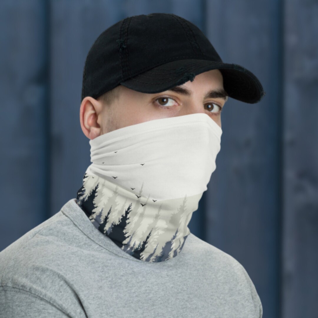 Multi Functional Face Shield // Forest Mountain Trees Scene // Cloth ...