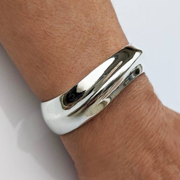 Bracelet, Cuff, Wavy, Silver - Etsy