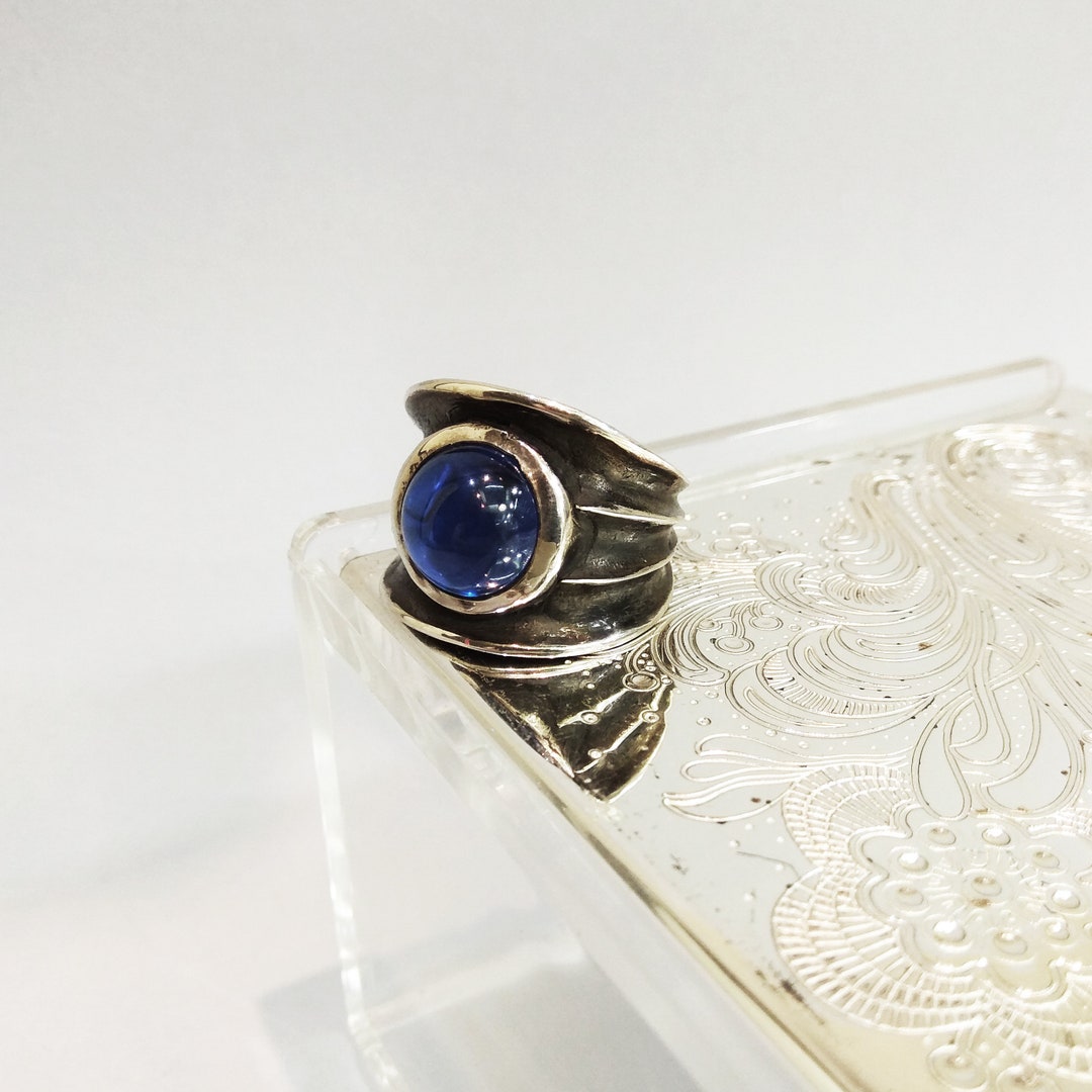Dark Blue Mystique Ring, Sterling Silver Ring, Large Statement Ring ...