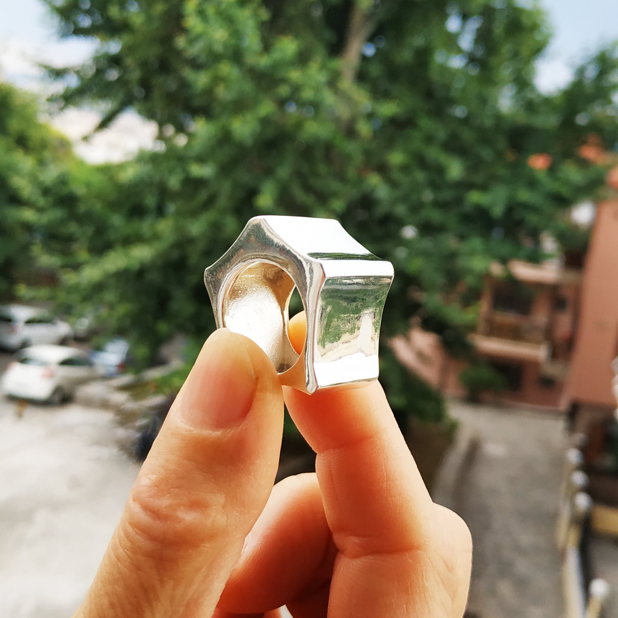 Industrial design star ring Modern statement ring Minimalist | Etsy