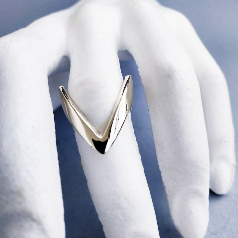 V Ring V-shaped Ring Chevron Ring Sterling Silver Ring | Etsy