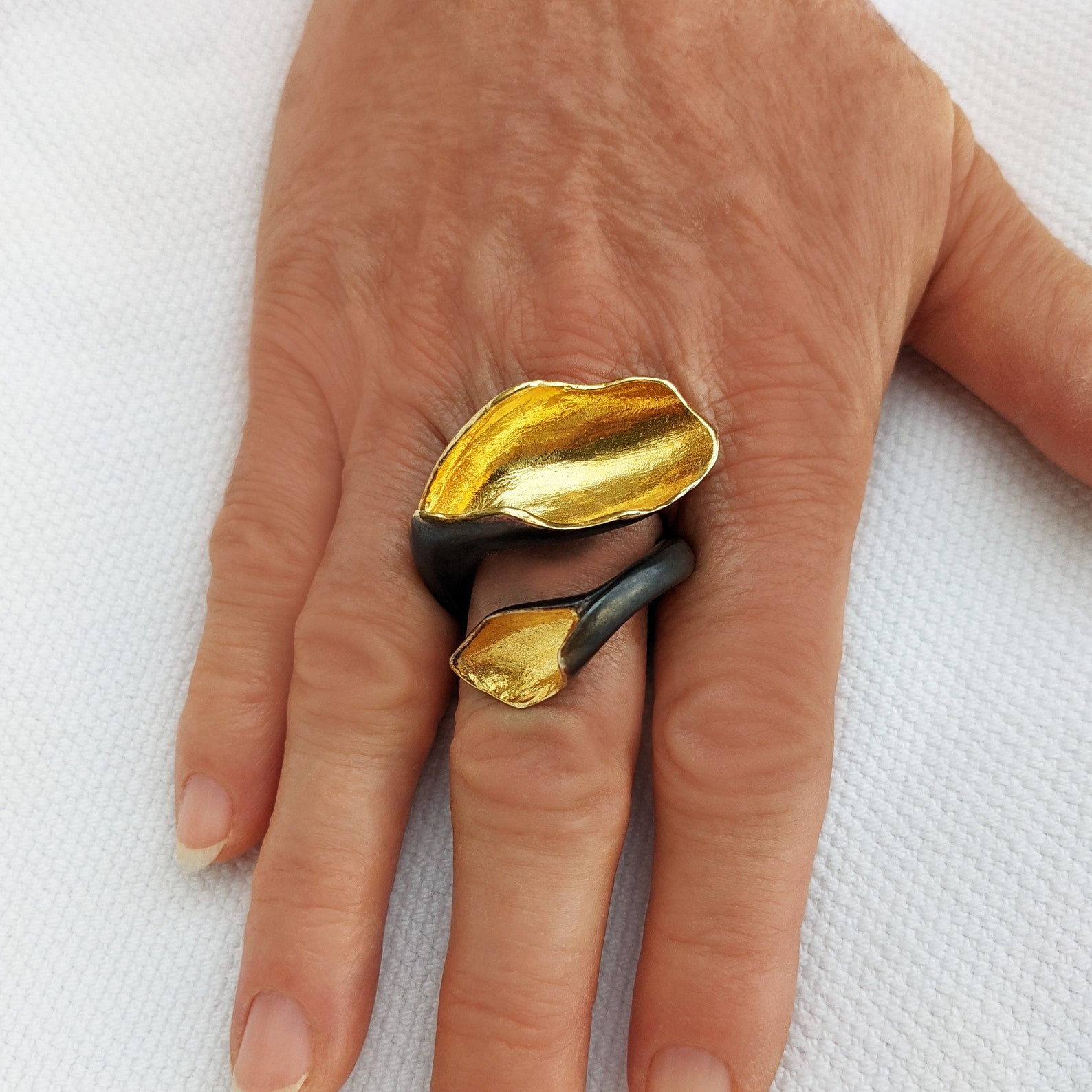 Contemporary Wildflower Ring Sterling Silver Gold Plated - Etsy