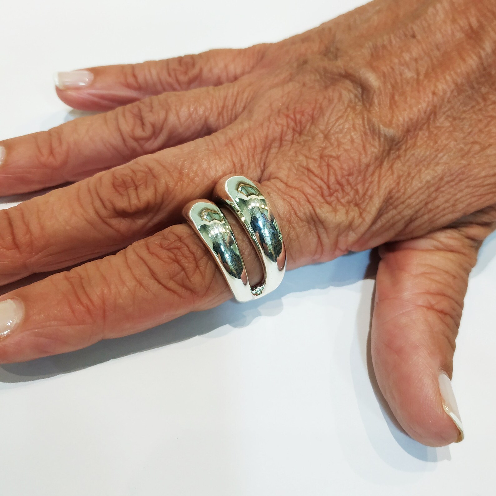 Double Dome Ring Sterling Silver Dome Ring Modern Statement - Etsy