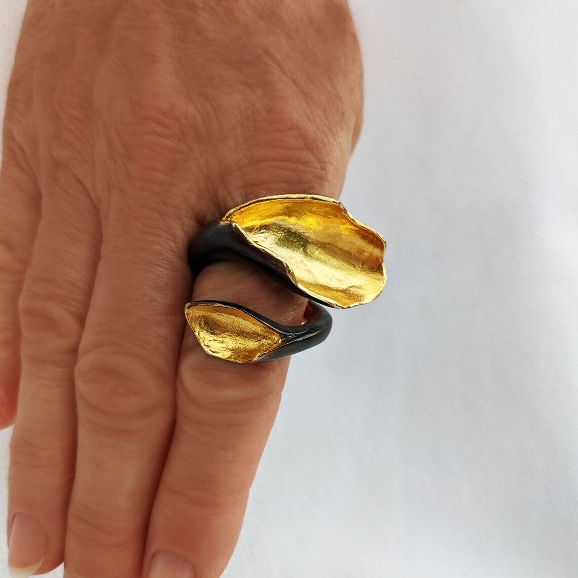 Contemporary Wildflower Ring Sterling Silver Gold Plated - Etsy