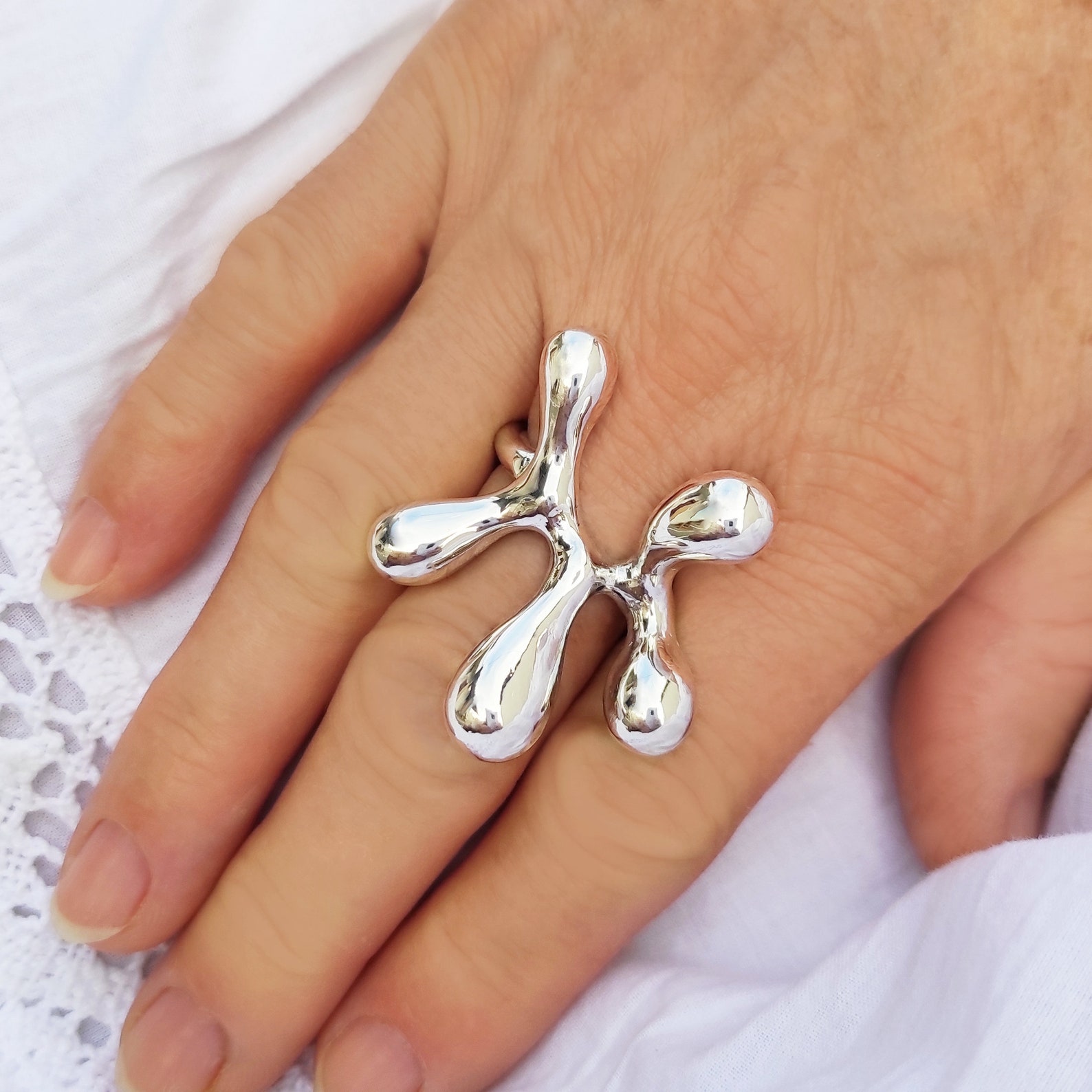 Abstract Contemporary Ring Sterling Silver Statement Ring | Etsy