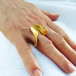 Ocean Wave Contemporary Ring, Sterling Silver Ring, Large Statement ...