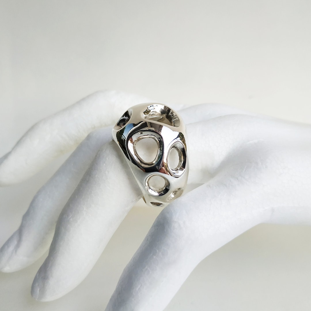 Contemporary Organic Silver Ring, Chunky Minimalist Sterling Silver ...