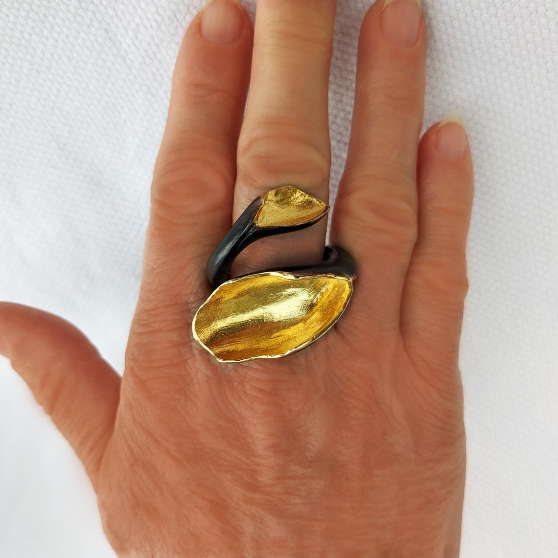 Contemporary Wildflower Ring Sterling Silver Gold Plated - Etsy