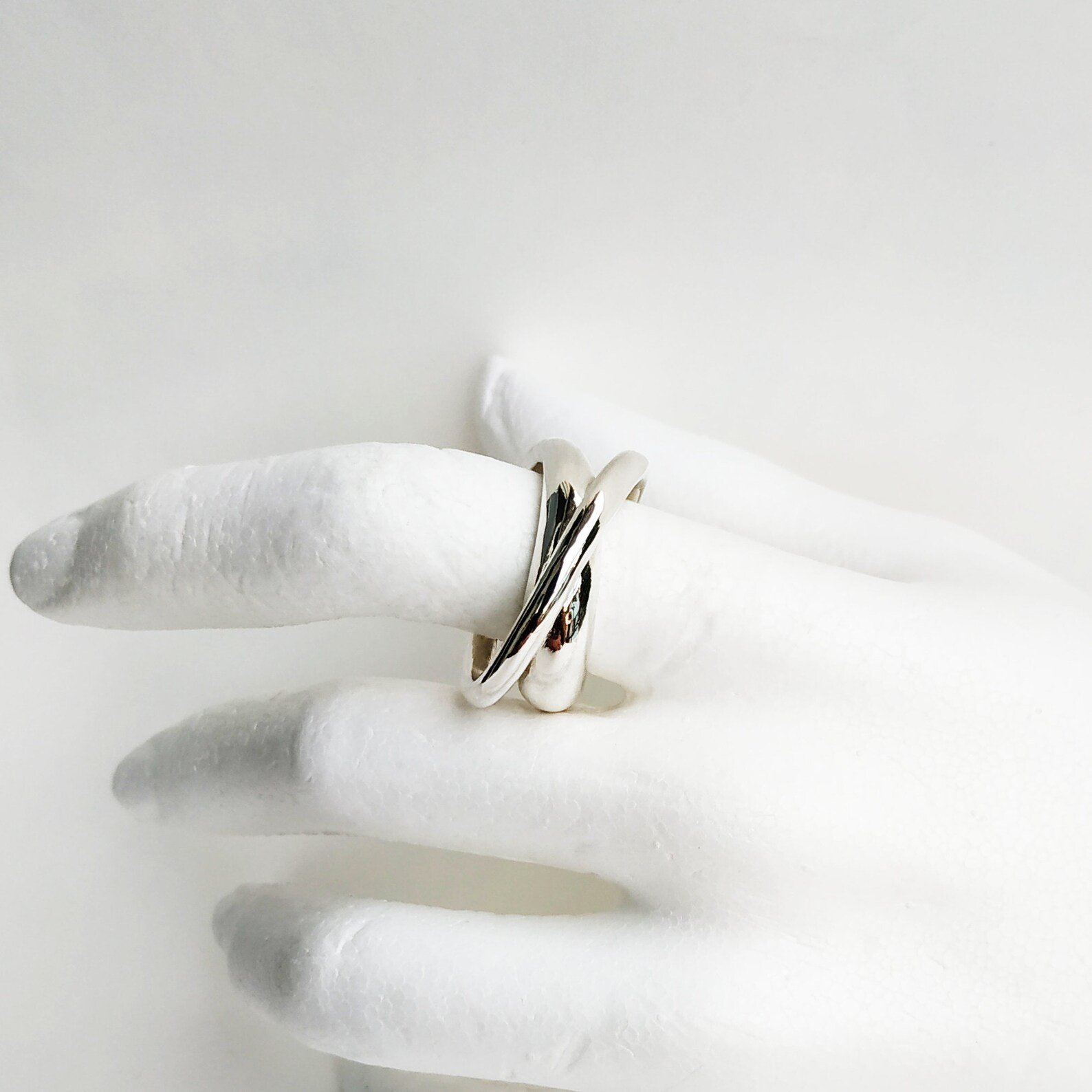 Distinct Crossover Ring Sterling Silver Ring Contemporary - Etsy