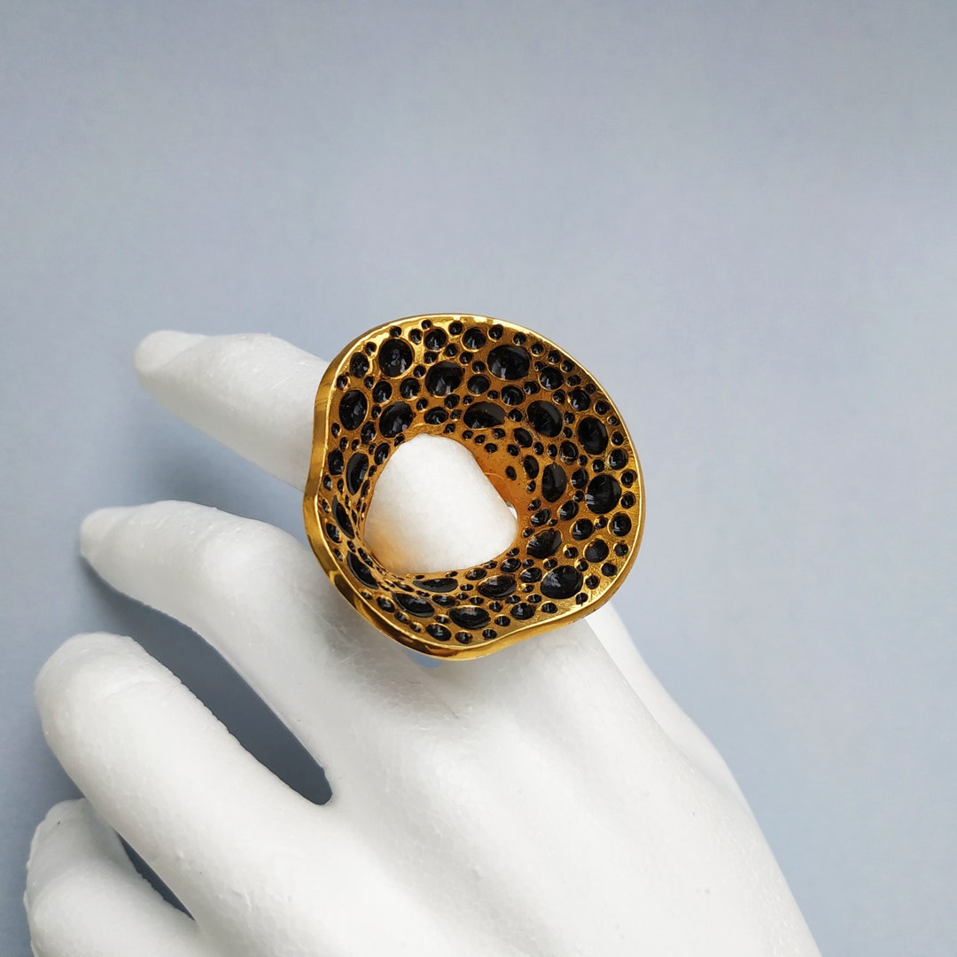 Bold Statement Ring Contemporary Flower Ring Sterling Silver - Etsy