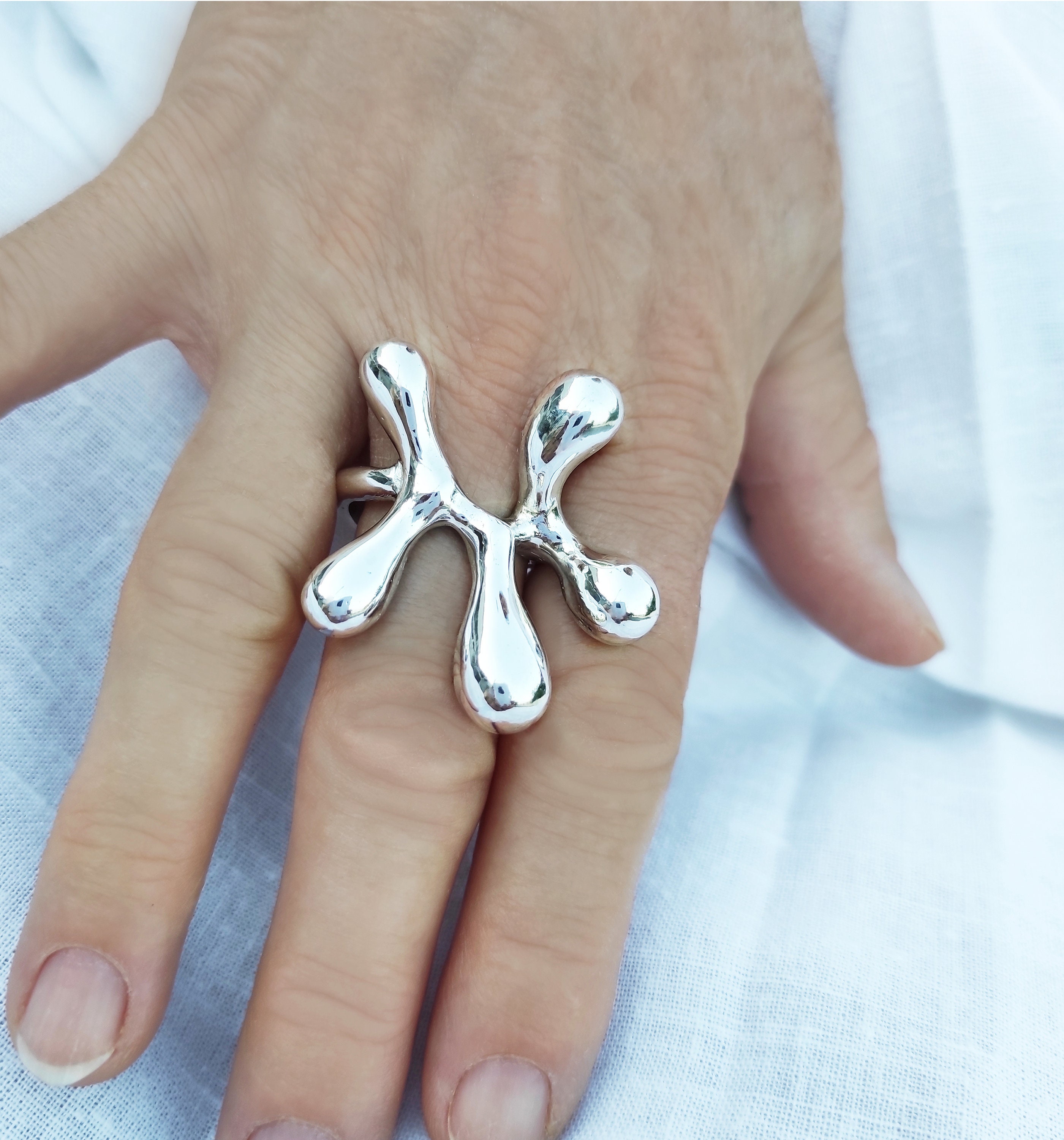 Abstract Contemporary Ring Sterling Silver Statement Ring | Etsy