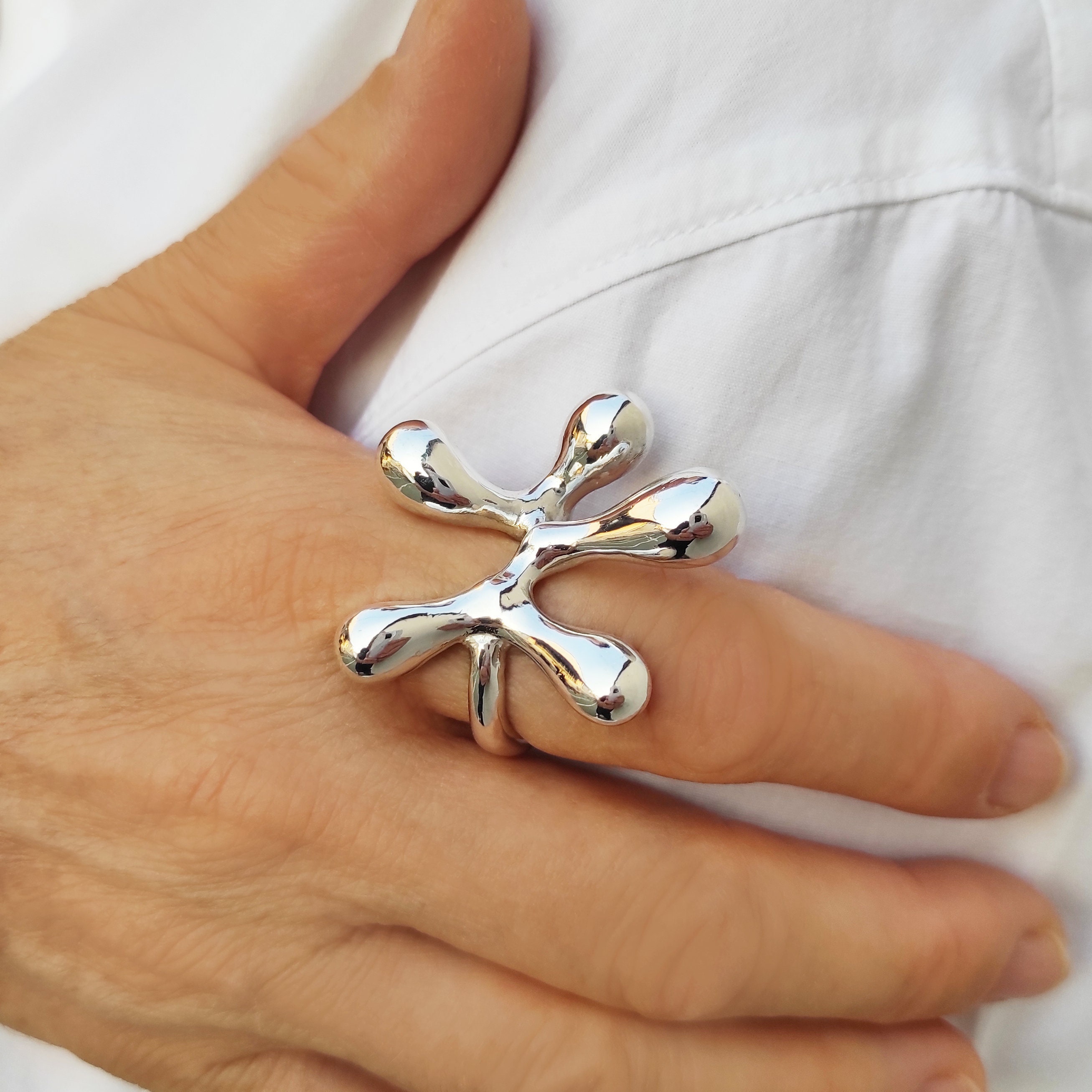 Abstract Contemporary Ring Sterling Silver Statement Ring | Etsy