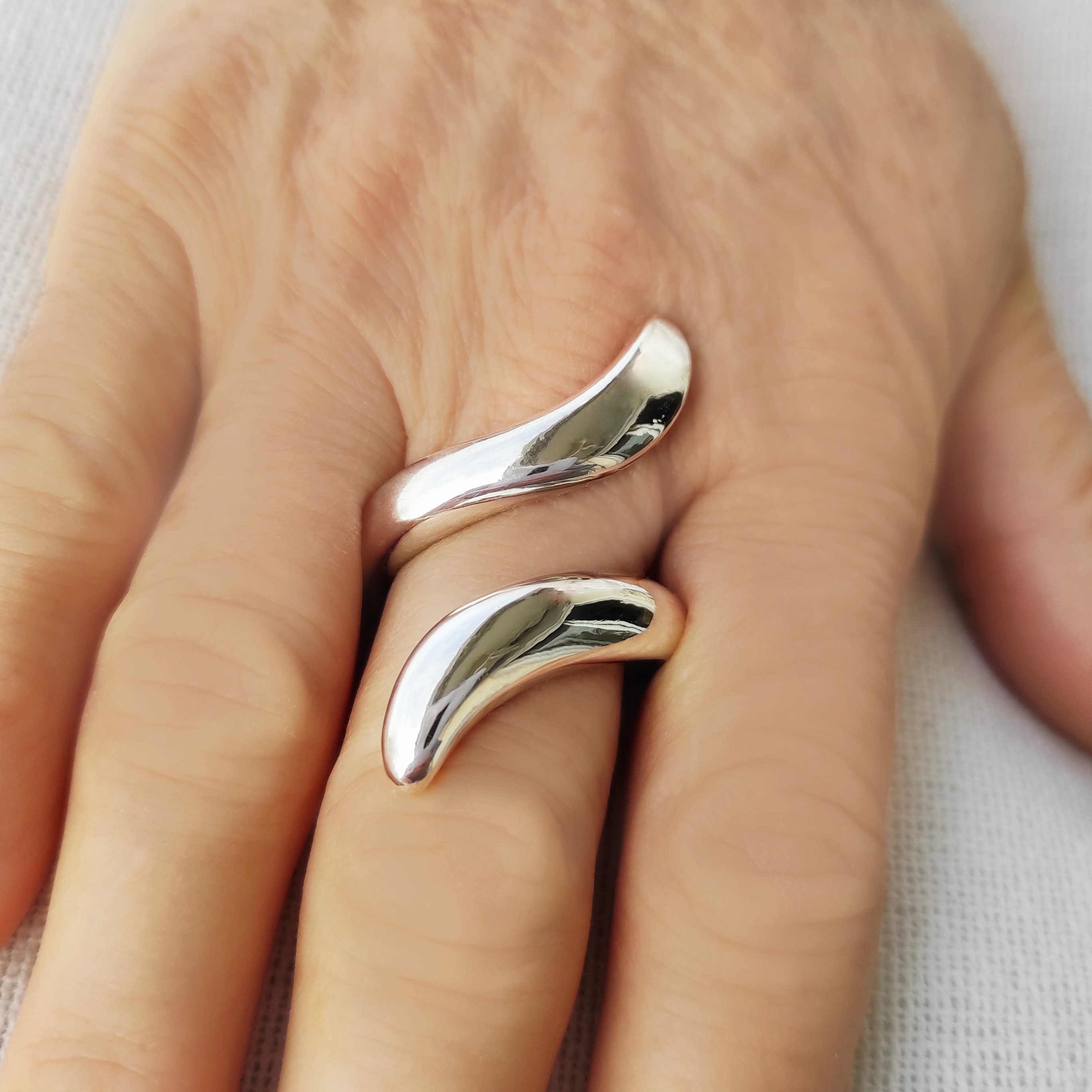Wrap Around Ribbon Ring, Sterling Silver Ring, Contemporary Statement ...