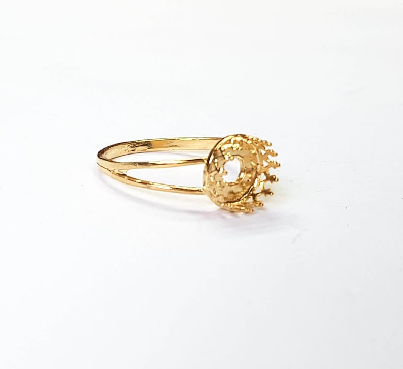 Ring DIY, Ring Round Crown Bezel Base Gold Filled, Ring Setting Cup 88 ...