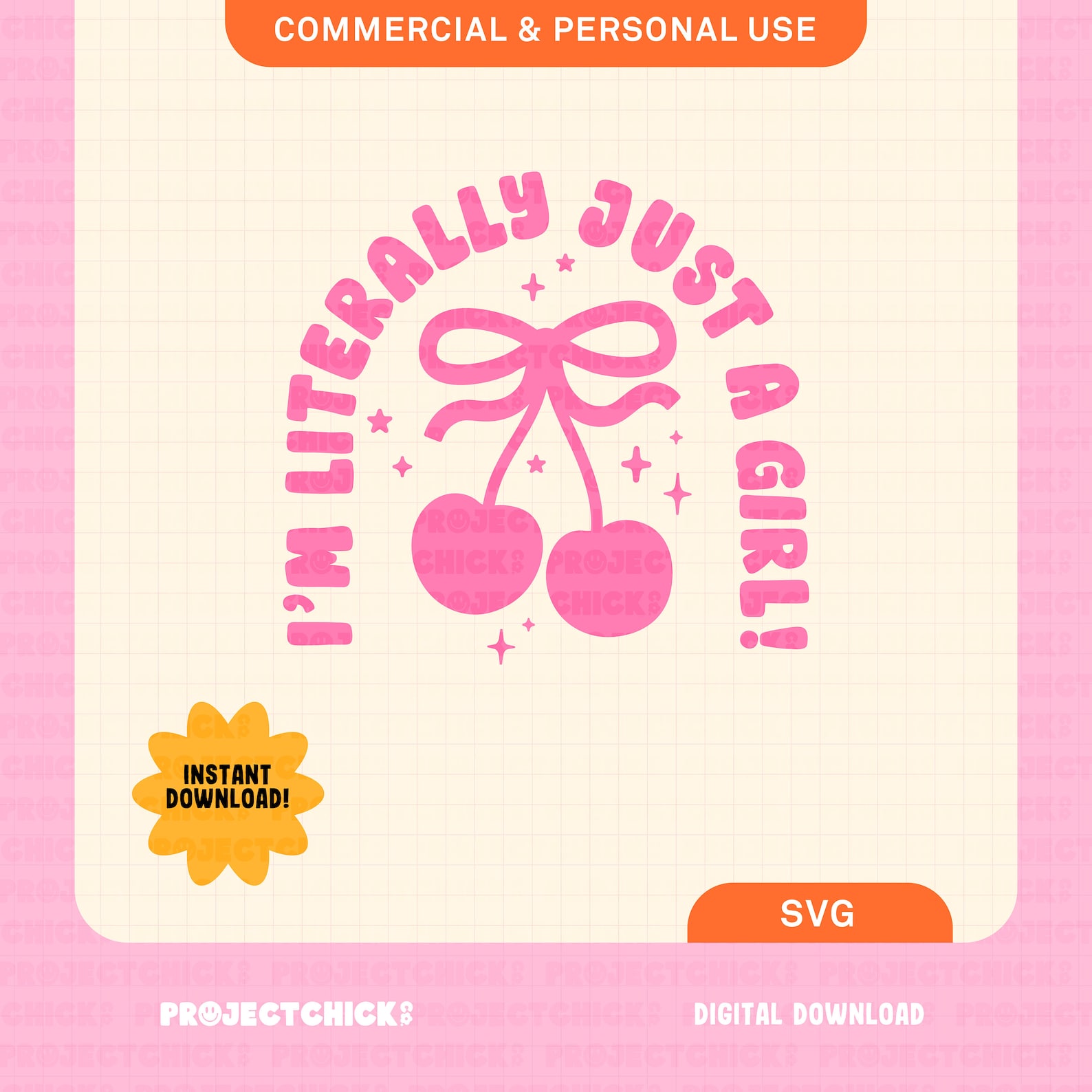 I'm Just A Girl SVG || Hand-lettered Art | Girly Aesthetic | Commercial ...