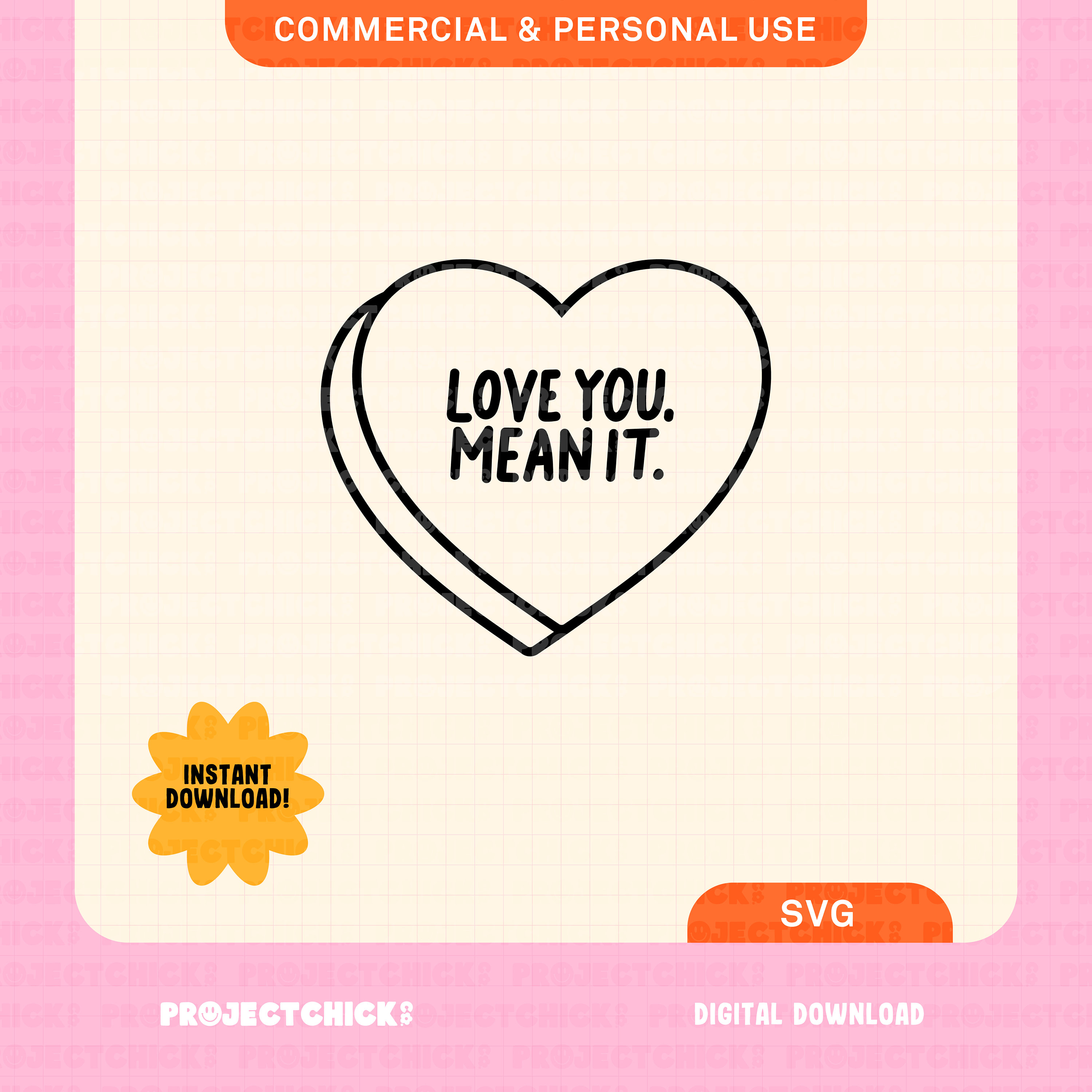 Love You, Mean It SVG || Hand-lettered Art | Valentine's Day Svg ...