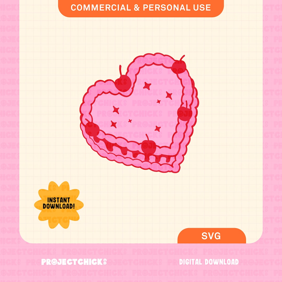 Heart Cake SVG || Hand-lettered Design | Vintage Cake | Aesthetic Cake ...