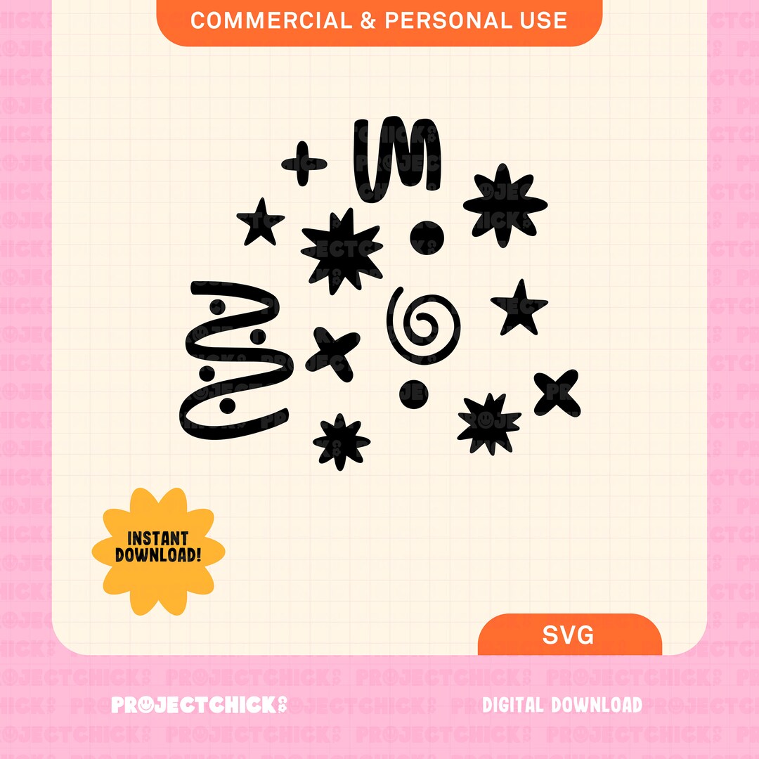 Confetti Doodles SVG | Hand-lettered Cut File (digital Download) - Etsy