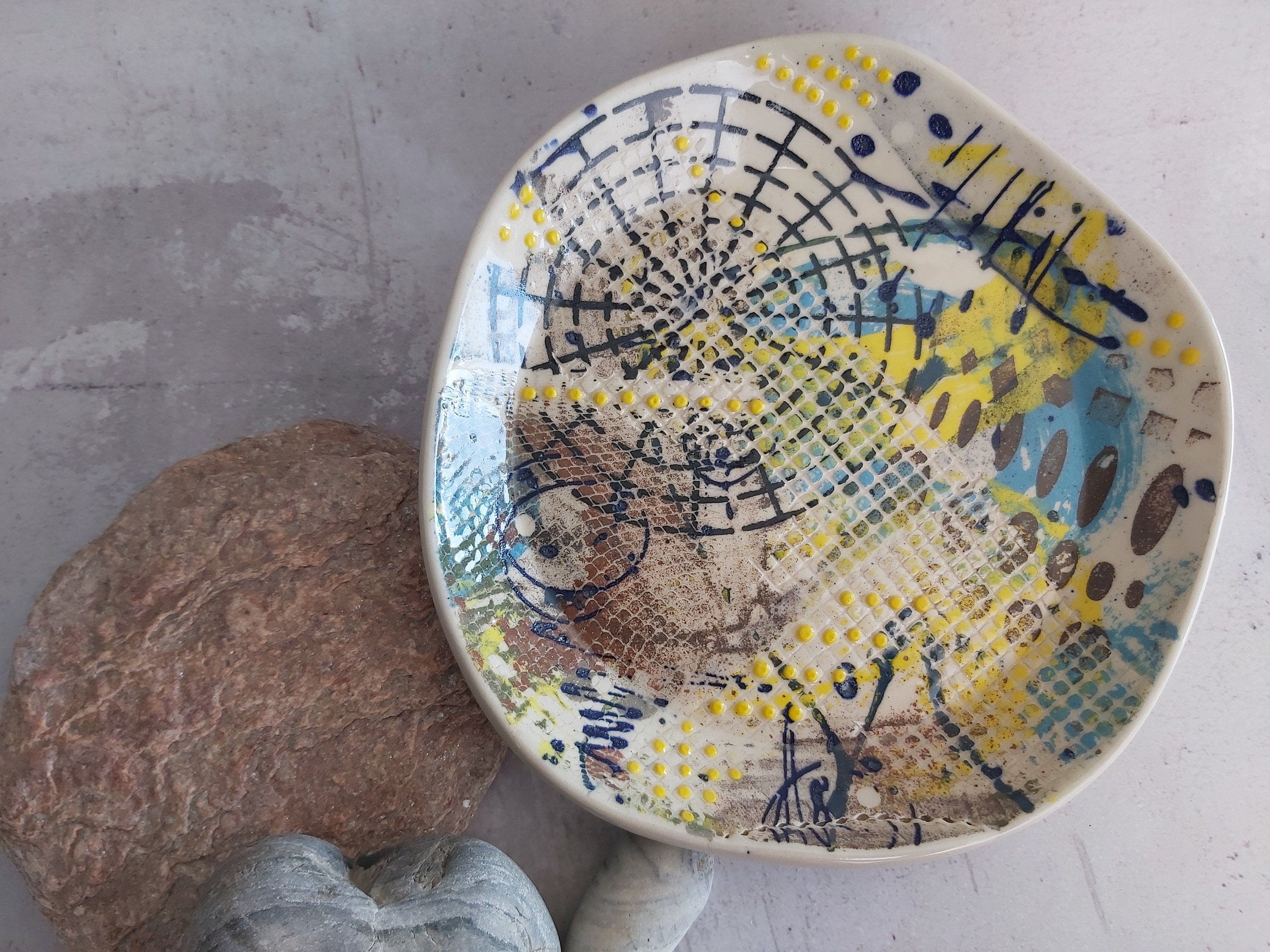 Gorgeous Monoprinted Plate/platter - A Unique Piece of Artwork on a ...