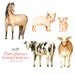 Farm Animals Watercolor Clipart PNG - Lamb, Sheep, Goat, Cows, Pigs ...