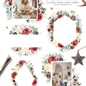 Christmas Watercolor Floral Clipart Collection | Winter Wreath ...