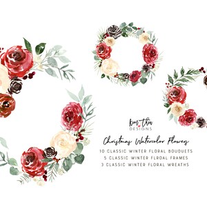 Christmas Watercolor Floral Clipart Collection | Winter Wreath ...
