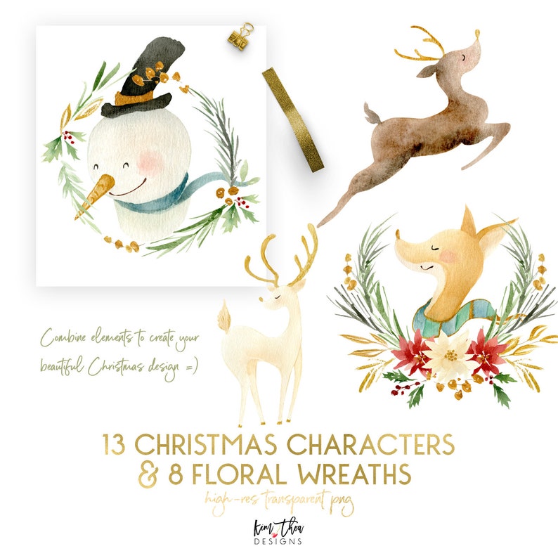 Christmas Wreath and Characters Collection - Reindeer, Snowman and More ...