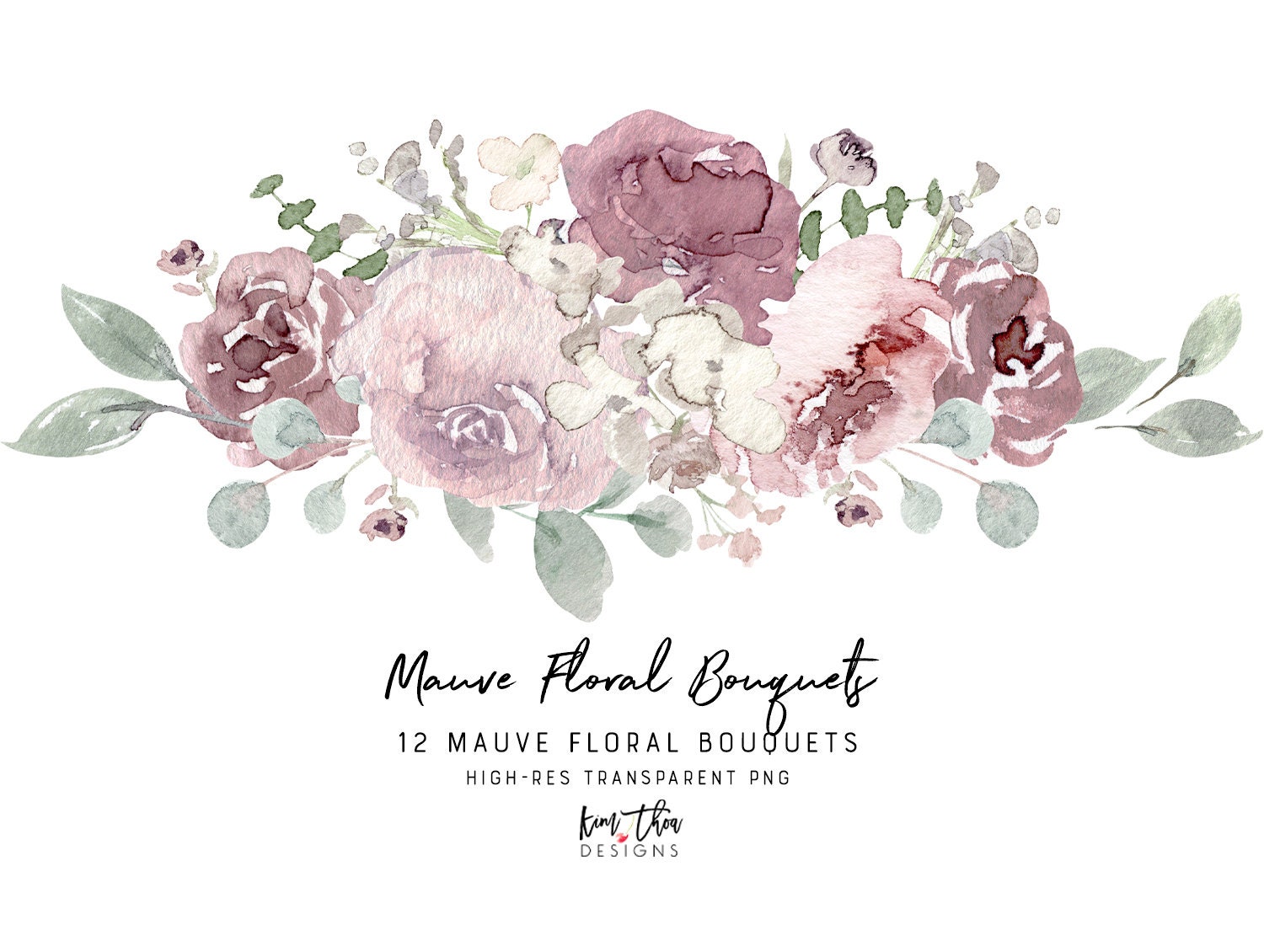 Mauve Watercolor Flowers Clipart Mauve Neutral Flowers PNG - Etsy