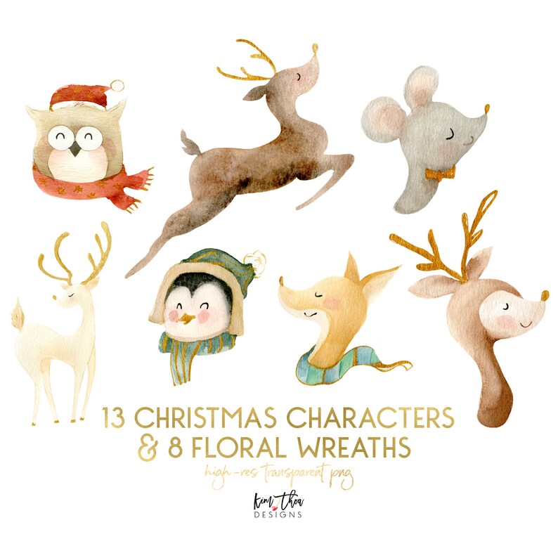 Christmas Wreath and Characters Collection - Reindeer, Snowman and More ...
