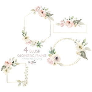 Blush Watercolor Floral and Geometric Frames - Etsy