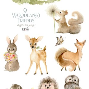 Woodland Watercolor Clipart PNG | Deer Clipart | Bear Clipart ...