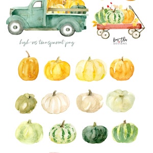 Harvest Truck and Pumpkin Watercolor Clipart PNG Autumn Harvest - Etsy