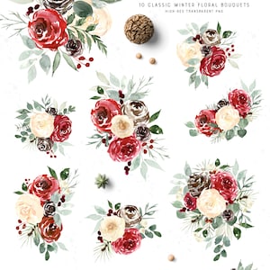 Christmas Watercolor Floral Clipart Collection | Winter Wreath ...