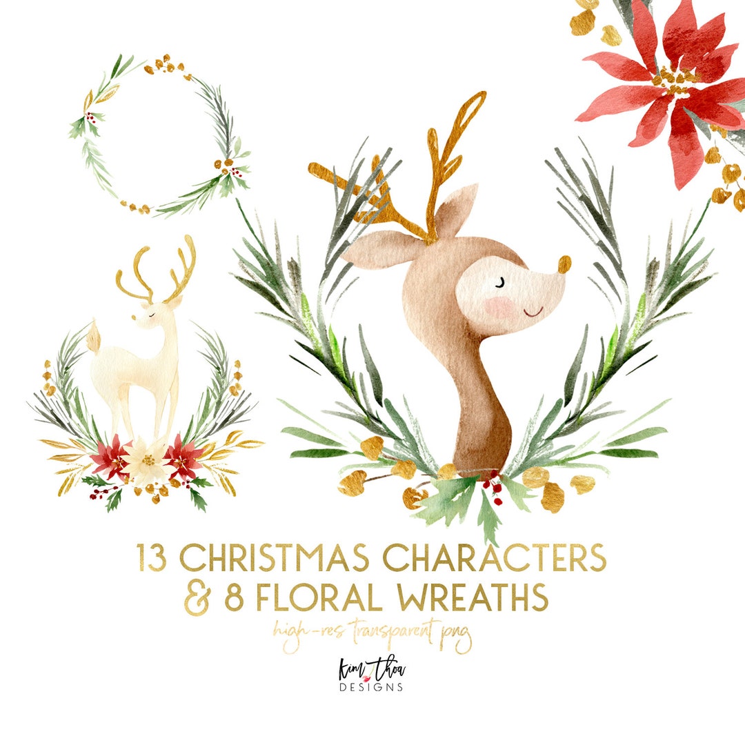 Christmas Wreath and Characters Collection - Reindeer, Snowman and More ...