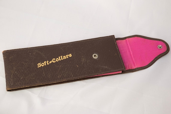 Soft Collar Case Vintage Antique leather with pink si… - Gem