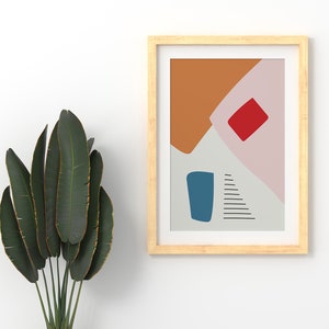 Mid Century Modern, Printable Artwork, Blush Pink Wall Art, Abstract ...