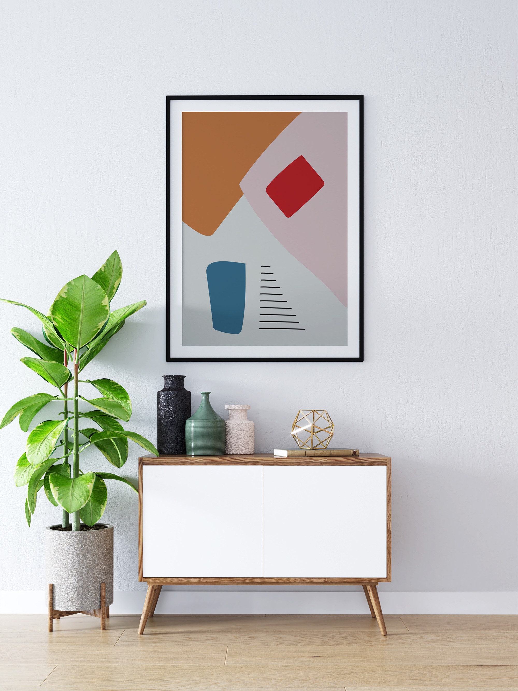 Mid Century Modern, Printable Artwork, Blush Pink Wall Art, Abstract ...