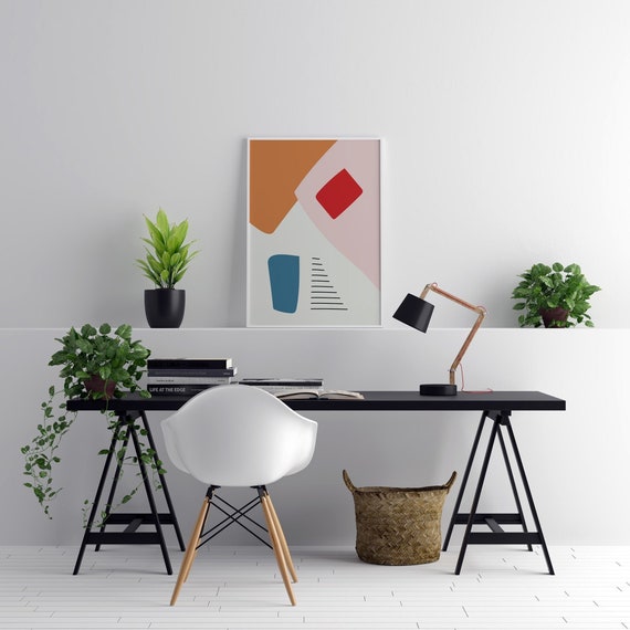 Mid Century Modern Printable Artwork Blush Pink Wall Art - Etsy