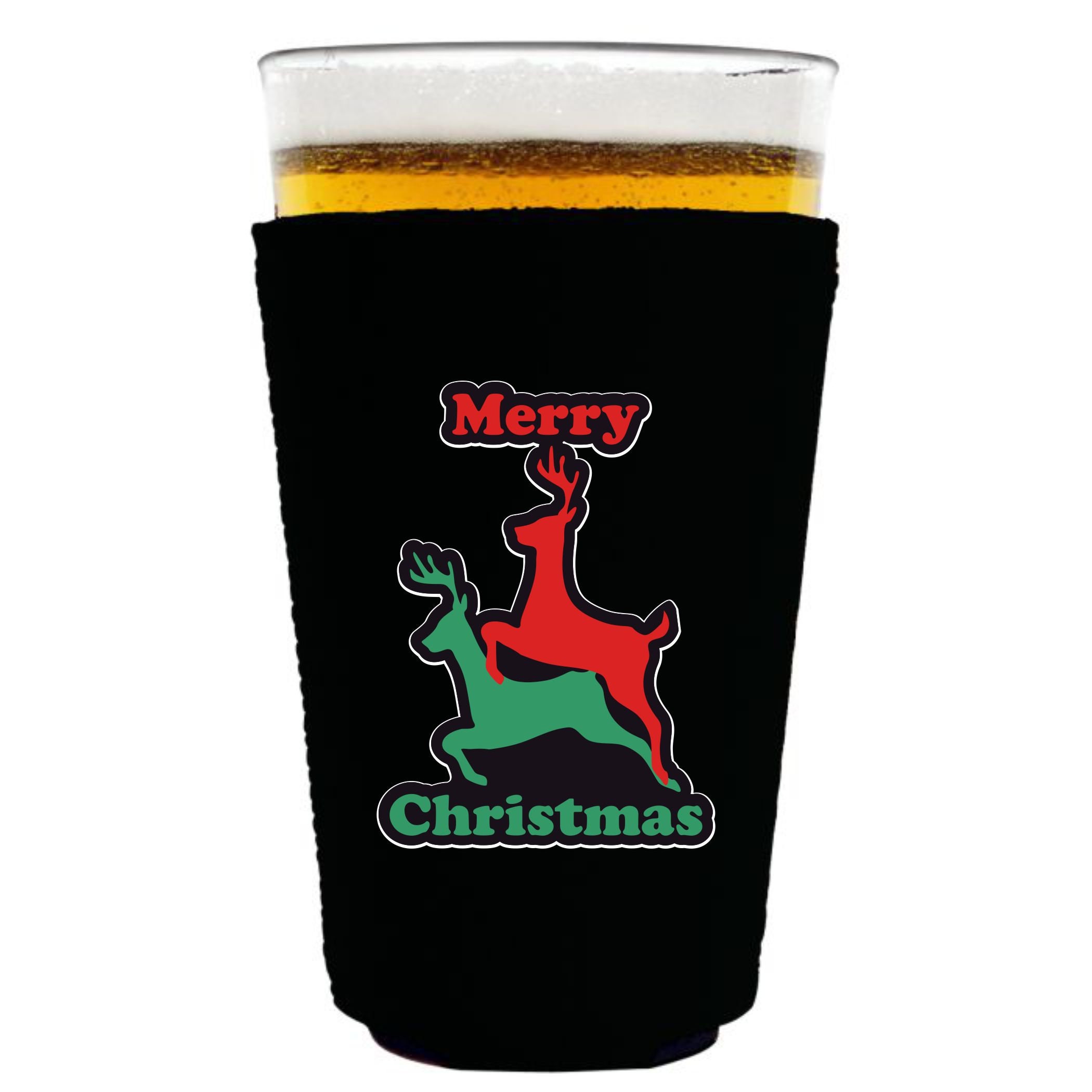 Reindeer Merry Christmas Pint Glass Coolie - Etsy UK